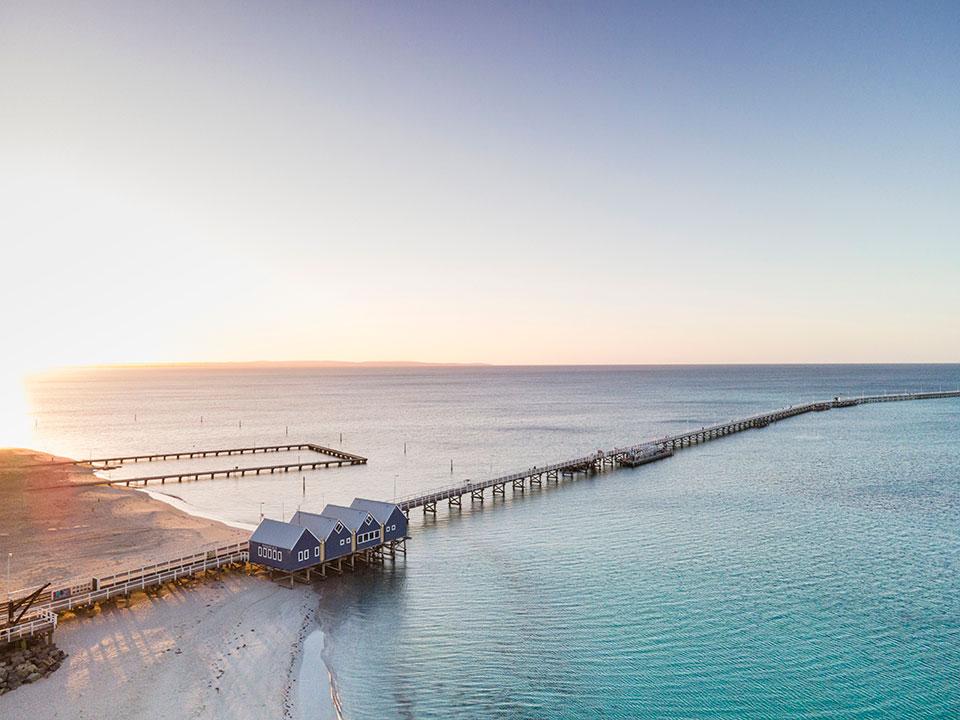Busselton Beach Bridge Aerial Photography Print - Walkabout Yonder